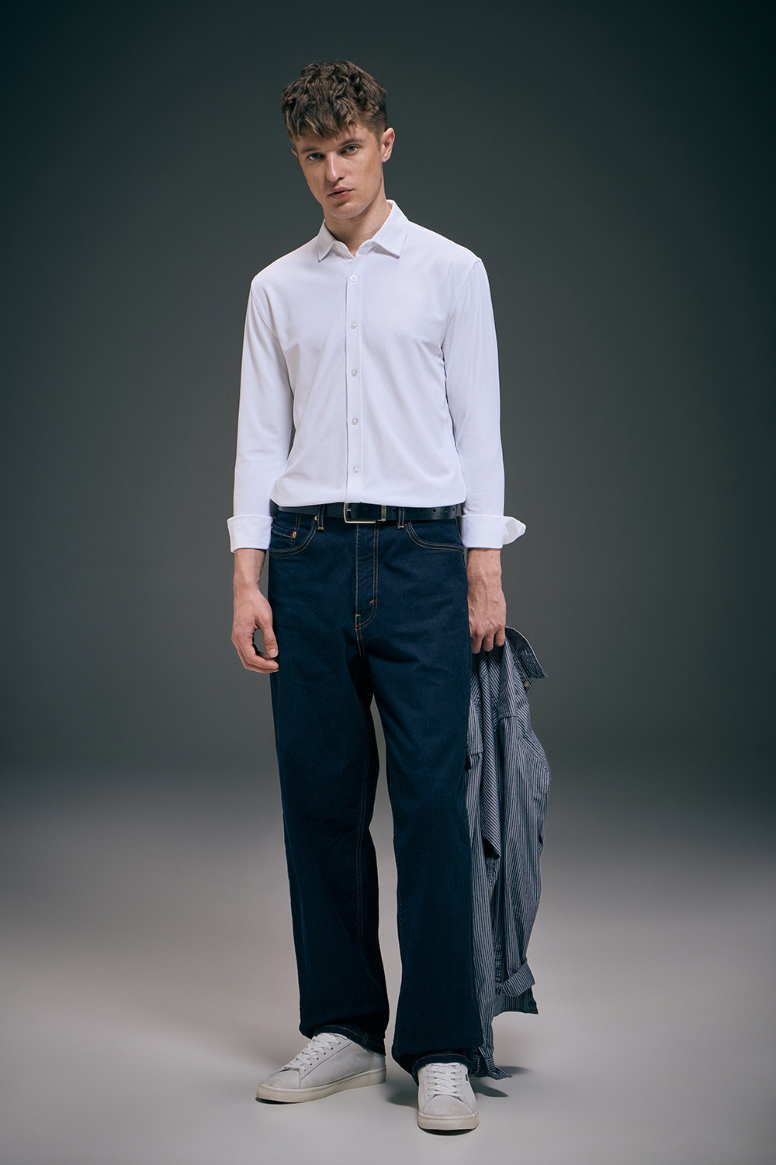 White Smart Tech Full Sleeve Shirt – Maxzone Clothing